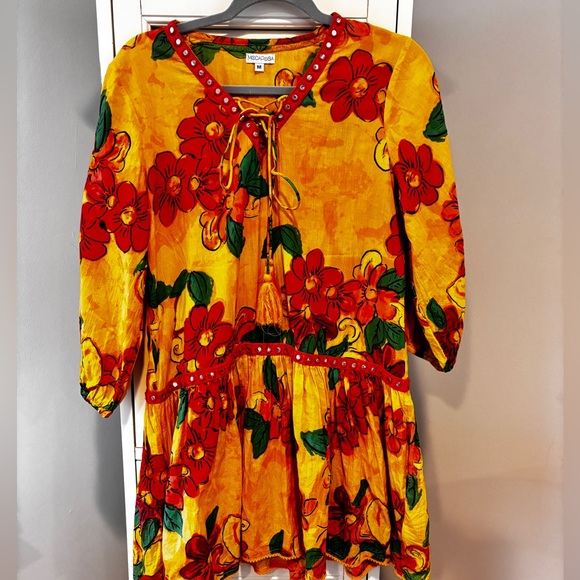 Moda Posa | Dresses | Modaposa Drop Waist Orange Floral Dress Size Med ...
